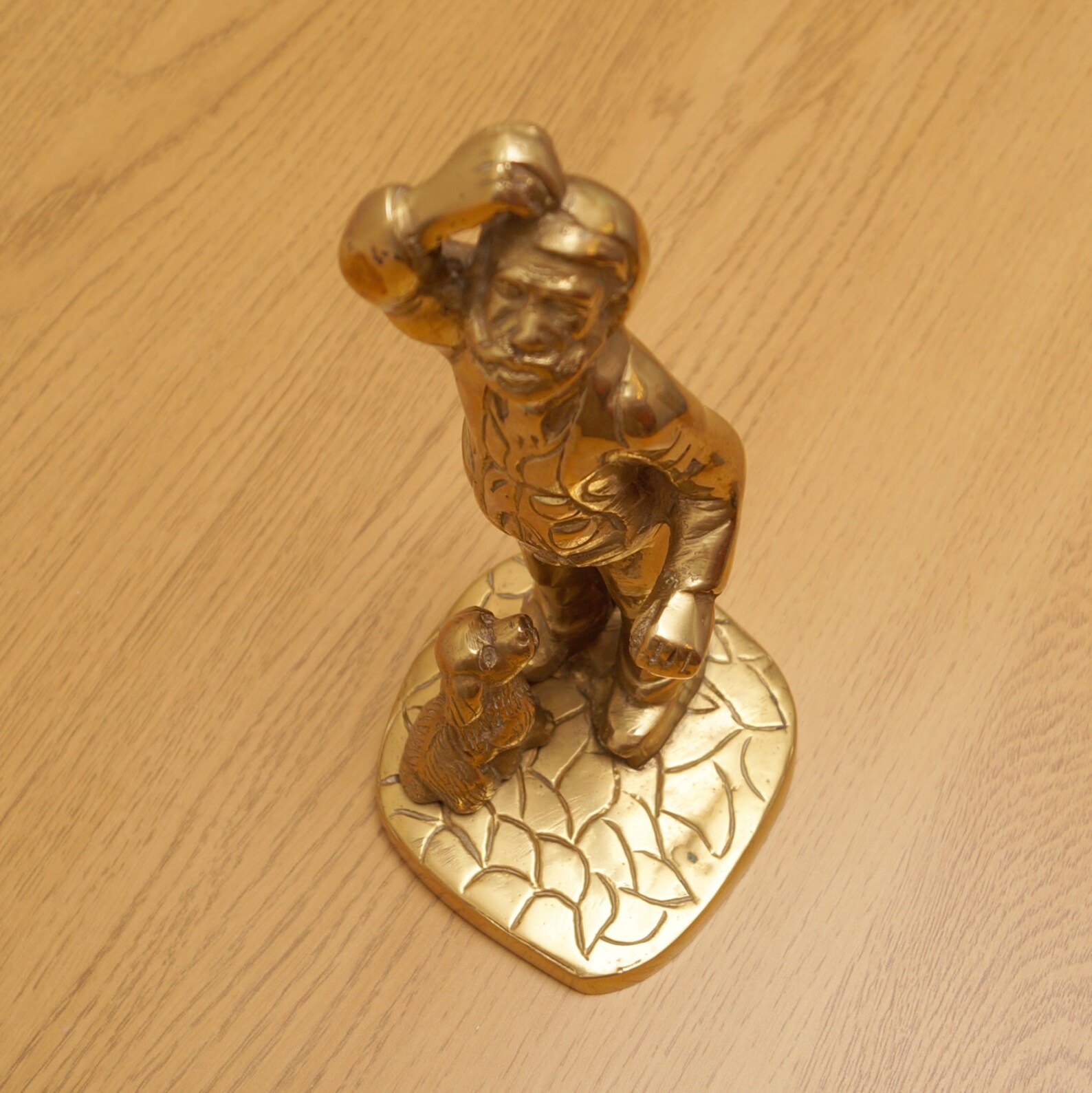 Brass Man With Dog on Stand - Solid and Heavy / Statue / Figurine ...