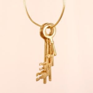 5 Keys With a Brass Ring || Vintage Solid Brass || Wall Hanging Decor ...