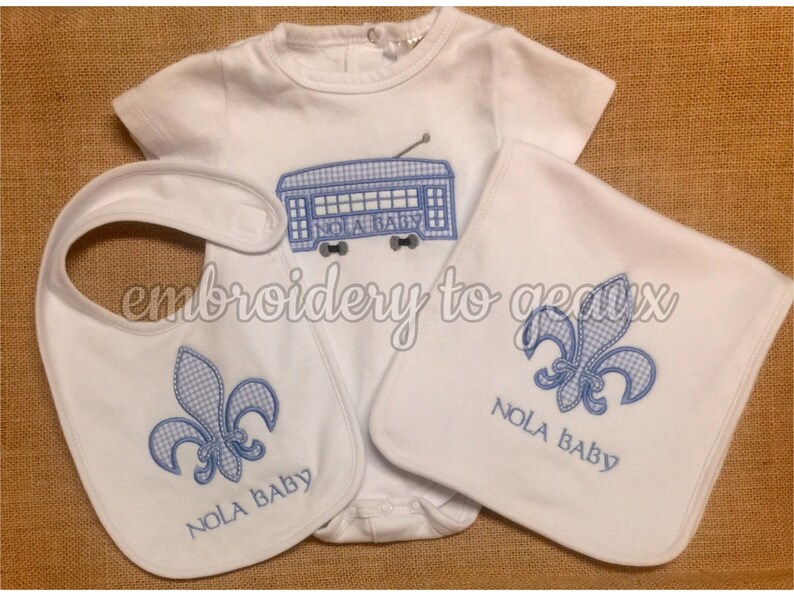 Nola Baby Newborn Set With Appliqued Bodysuit Bib and Burp - Etsy