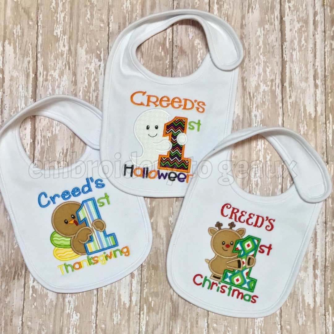 Personalized My First Holiday Bib Gift Set-my First Halloween Bib-my ...