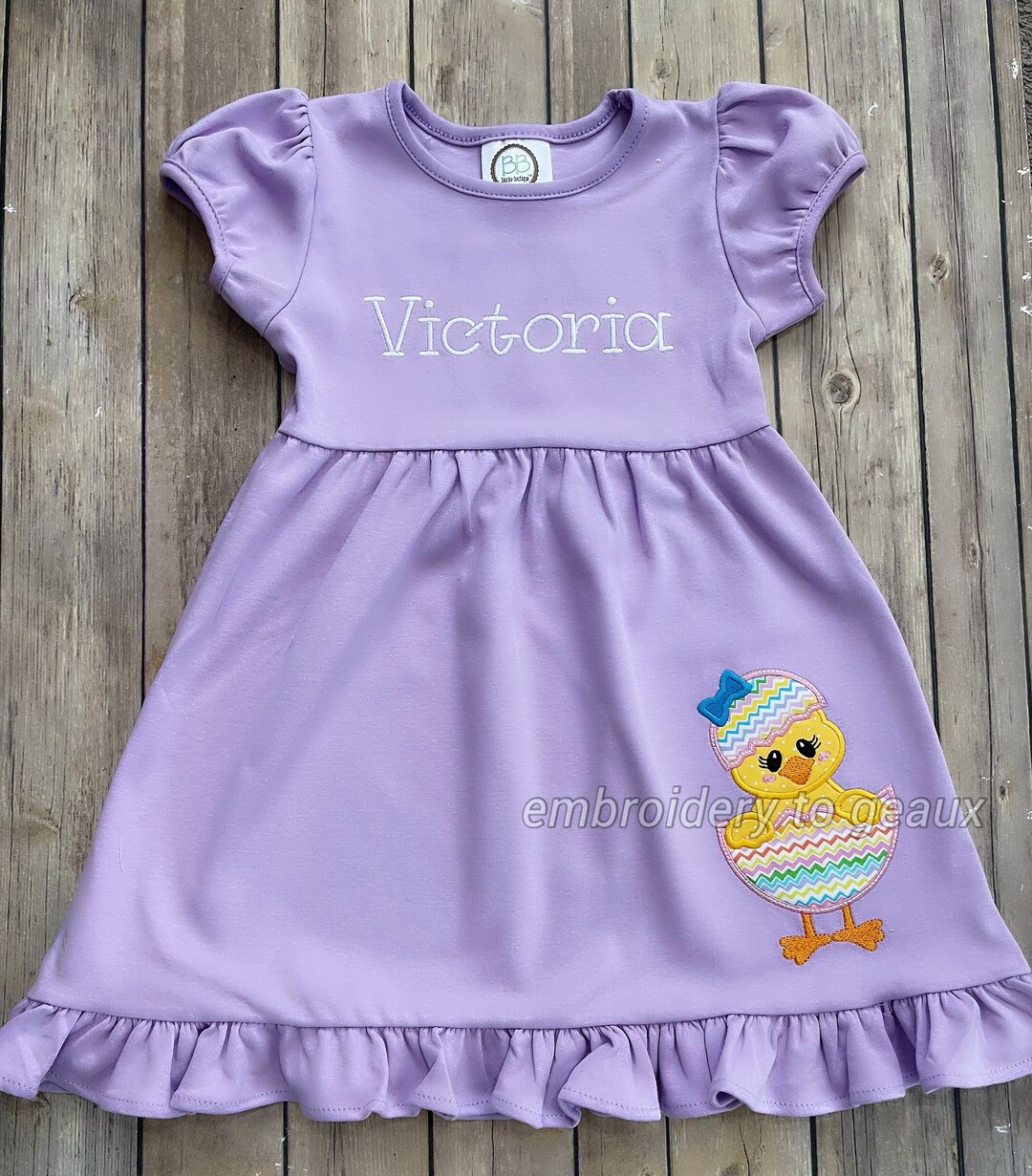 Easter Egg Chick Dress, Girls Easter Dress, Monogrammed Easter Dress ...