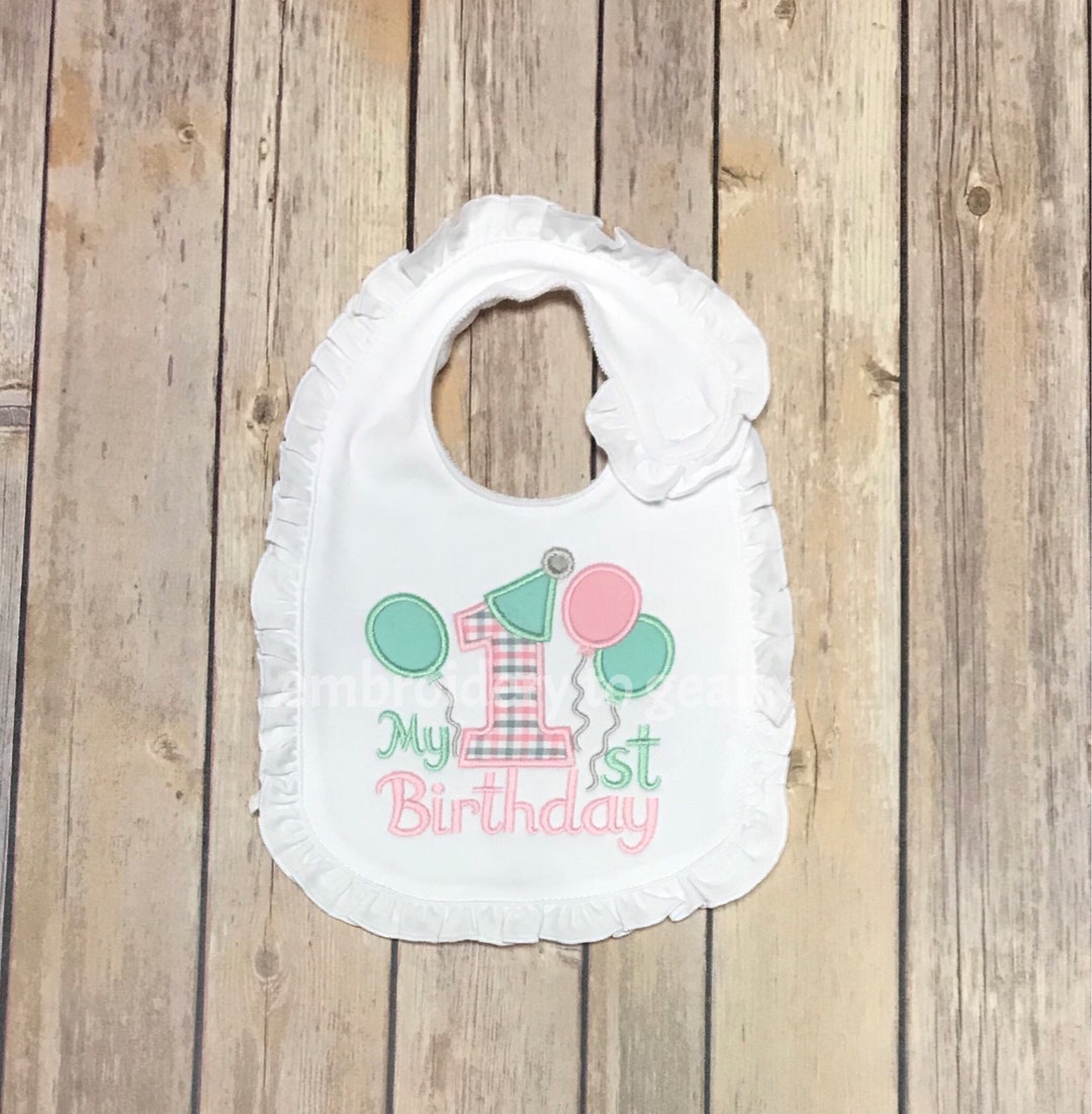 My First Birthday Bib, Baby Girls First Birthday, Girls First Birthday ...