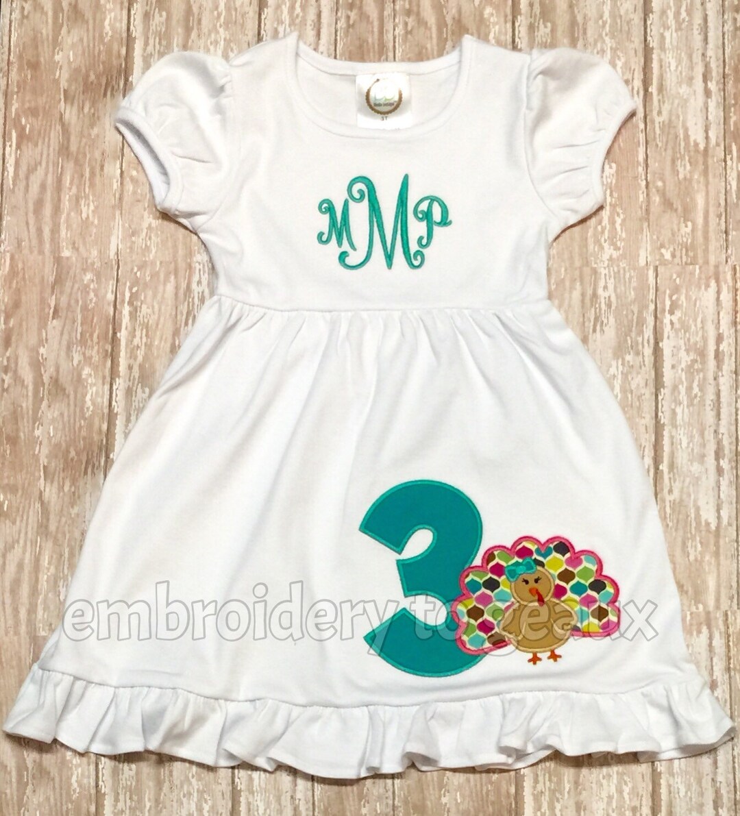Personalized Girl's Turkey Birthday Dress, Turkey Dress for Girls ...