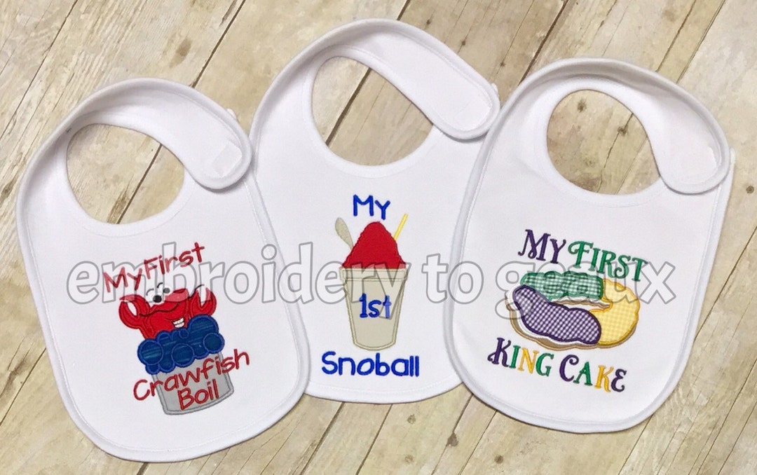 New Orleans Baby Bib Gift Set, My First Snoball Bib, My First King Cake ...