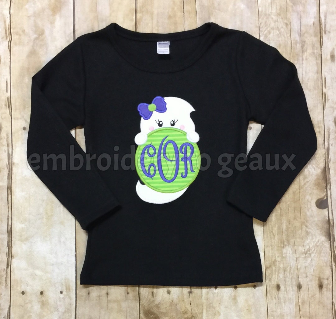 Girls Halloween Shirt, Personalized Girls Monogrammed Ghost T-shirt or ...