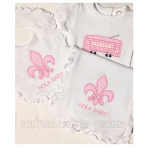 Nola Baby Newborn Set With Appliqued Bodysuit, Bib and Burp Cloth - Etsy