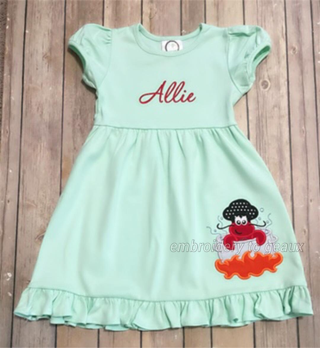 Personalized Girl's Crawfish Dress, Girls Crawfish Dress, Crawfish Boil ...