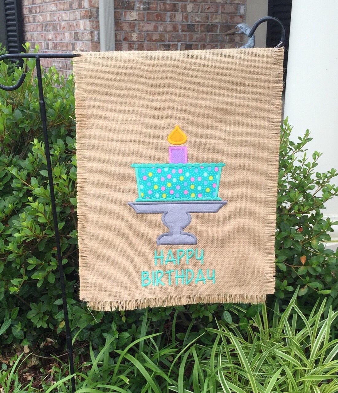 Colorful Happy Birthday Burlap Garden Flag | Etsy