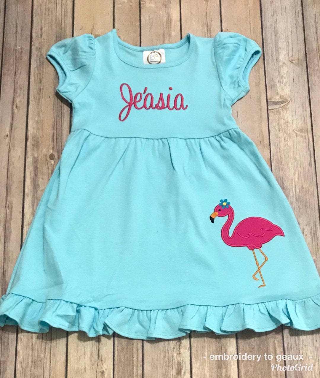 Flamingo Dress, Girls Flamingo Dress, Girls Summer Dress, Personalized ...