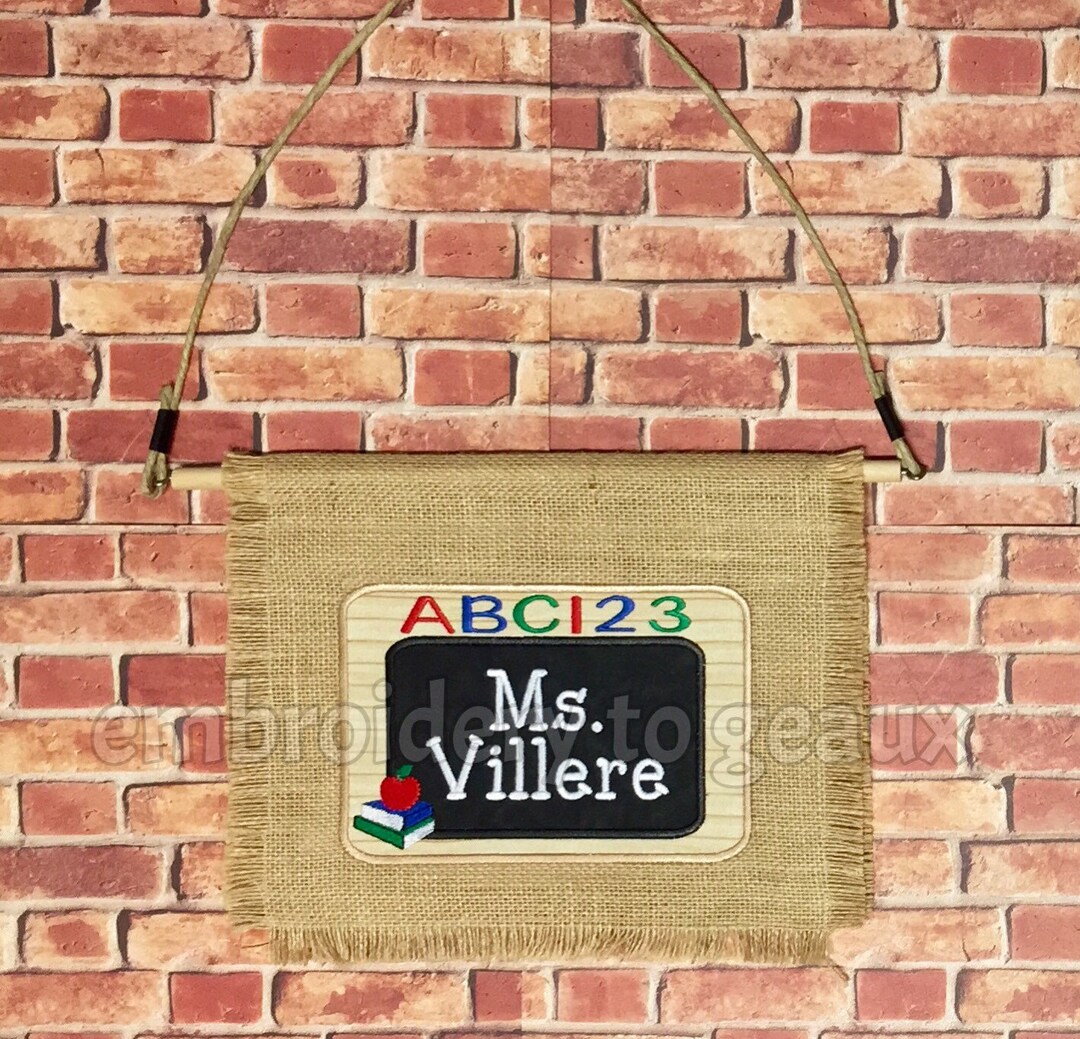 Personalized Teacher Burlap Classroom Door Sign, Teacher Appreciation ...