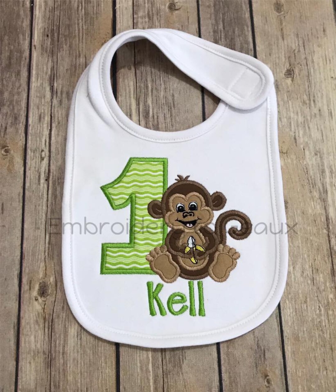 Monkey Birthday Bib, First Birthday Monkey Bib, Boys Birthday Bib ...