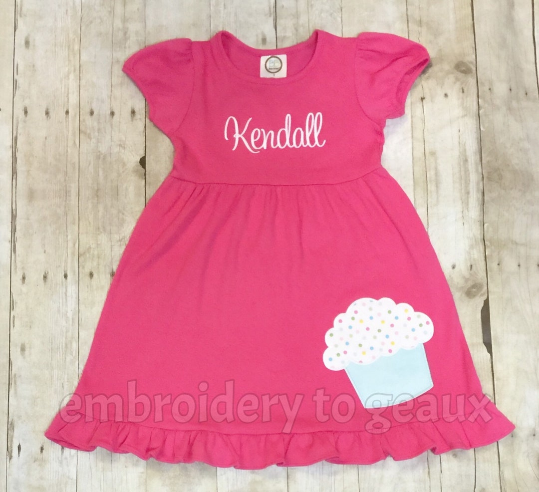 Personalized Girl's Cupcake Ruffle Dress--girl's Birthday Dress-girls ...