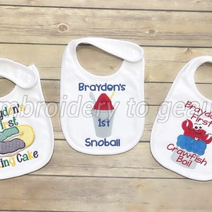 New Orleans Baby Bib Gift Set, My First Snoball Bib, My First King Cake ...