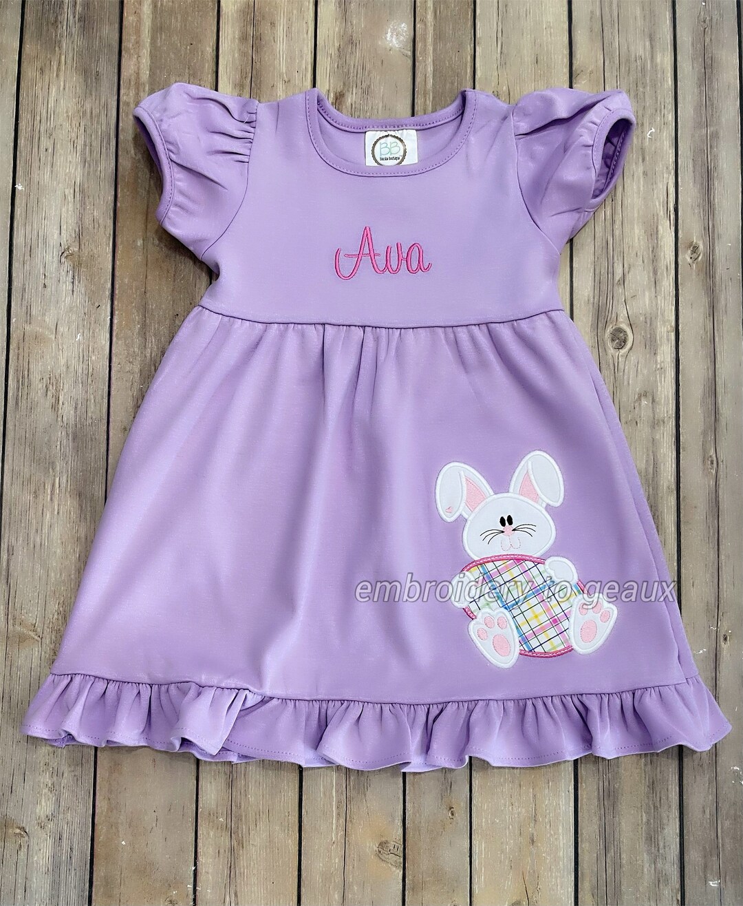 Girls Easter Dress, Personalized Easter Bunny Girls Ruffle Dress ...