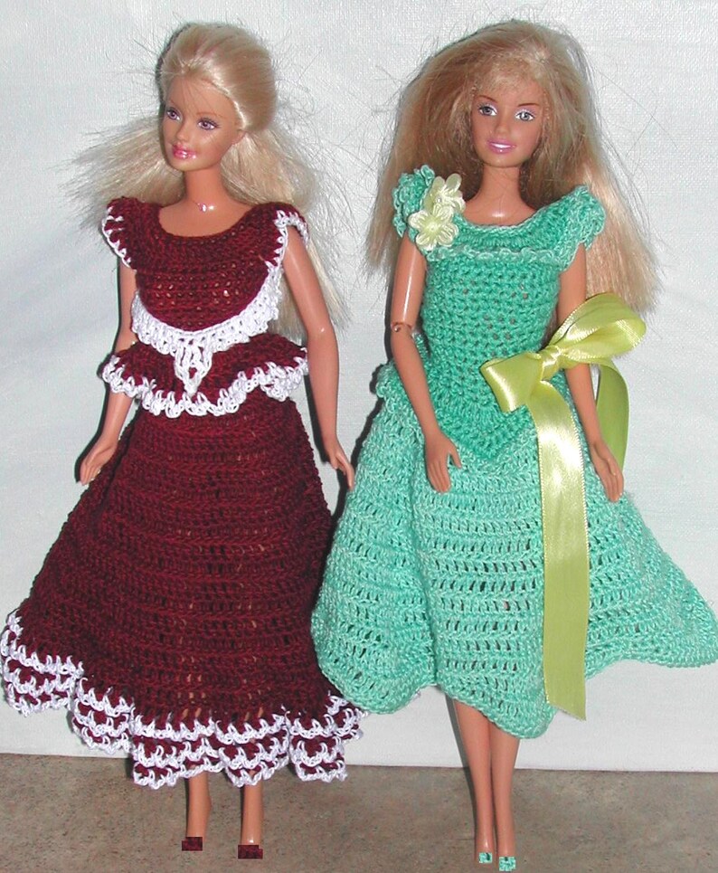 Crochet Fashion Doll Barbie Pattern 582 PARTY TIME GOWNS 4 - Etsy