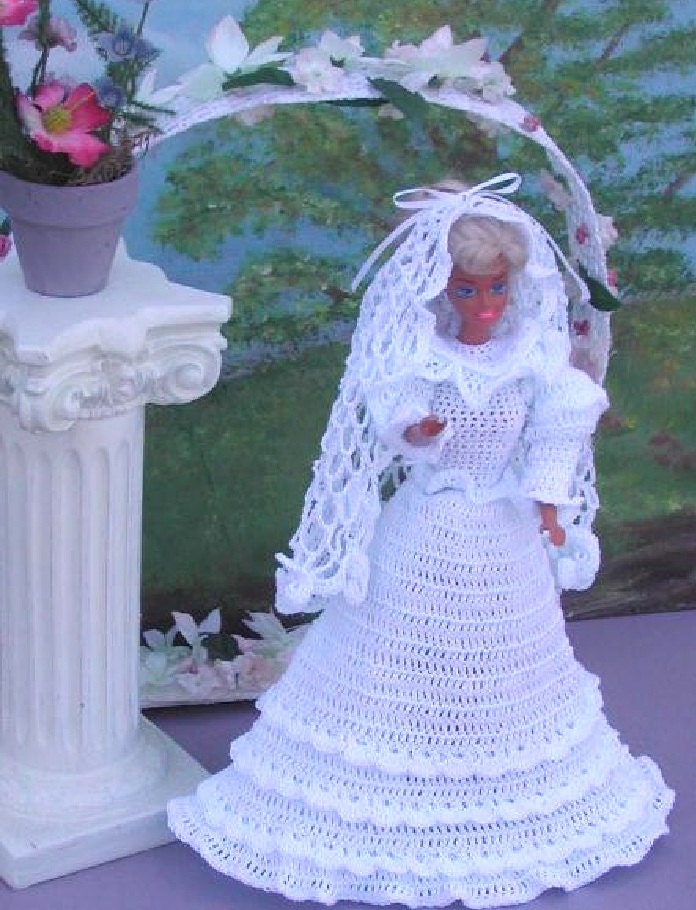 Crochet Fashion Doll Barbie Pattern 41 WINTER BRIDE | Etsy