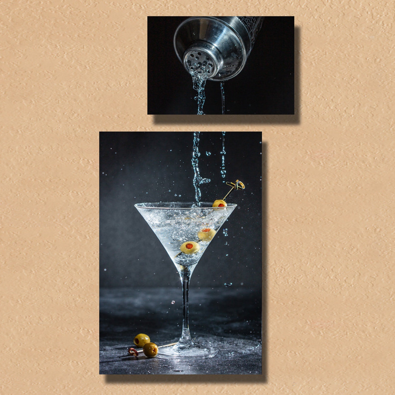 Martini Bar Art, Bar Cart Decor, Set of 2 Metal Prints, Martini Art ...