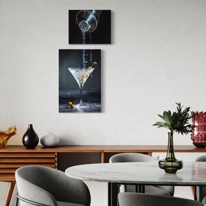 Martini Bar Art, Bar Cart Decor, Set of 2 Metal Prints, Martini Art ...