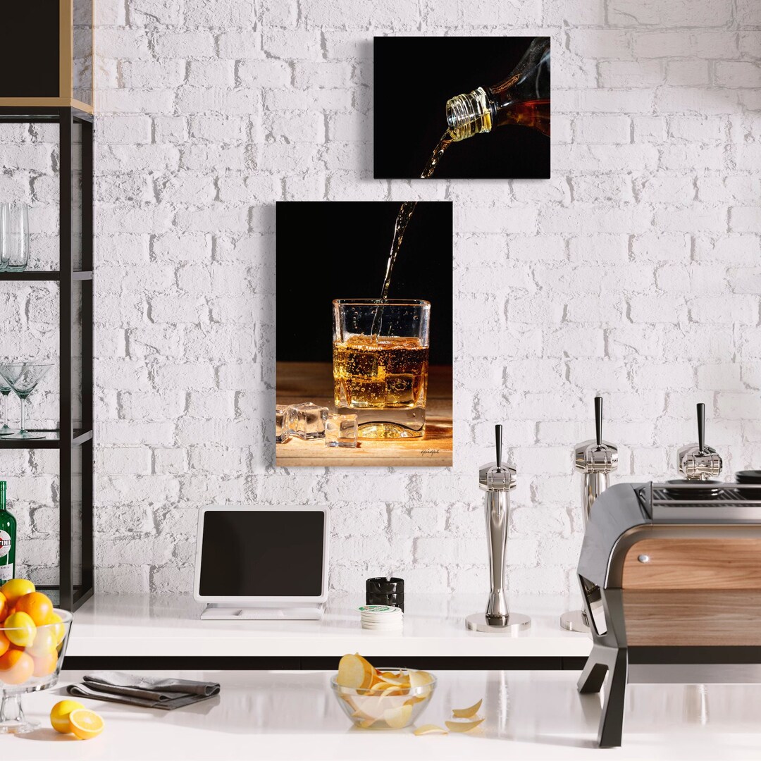 Whiskey Bar Wall Art Set Unique Man Cave Decor and Perfect Whiskey ...