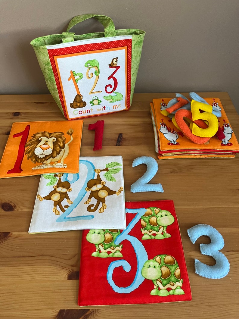 1,2,3 Count With Me. Animal Counting Cards. Fabric Animal Flashcard Set With Felt Numbers ...