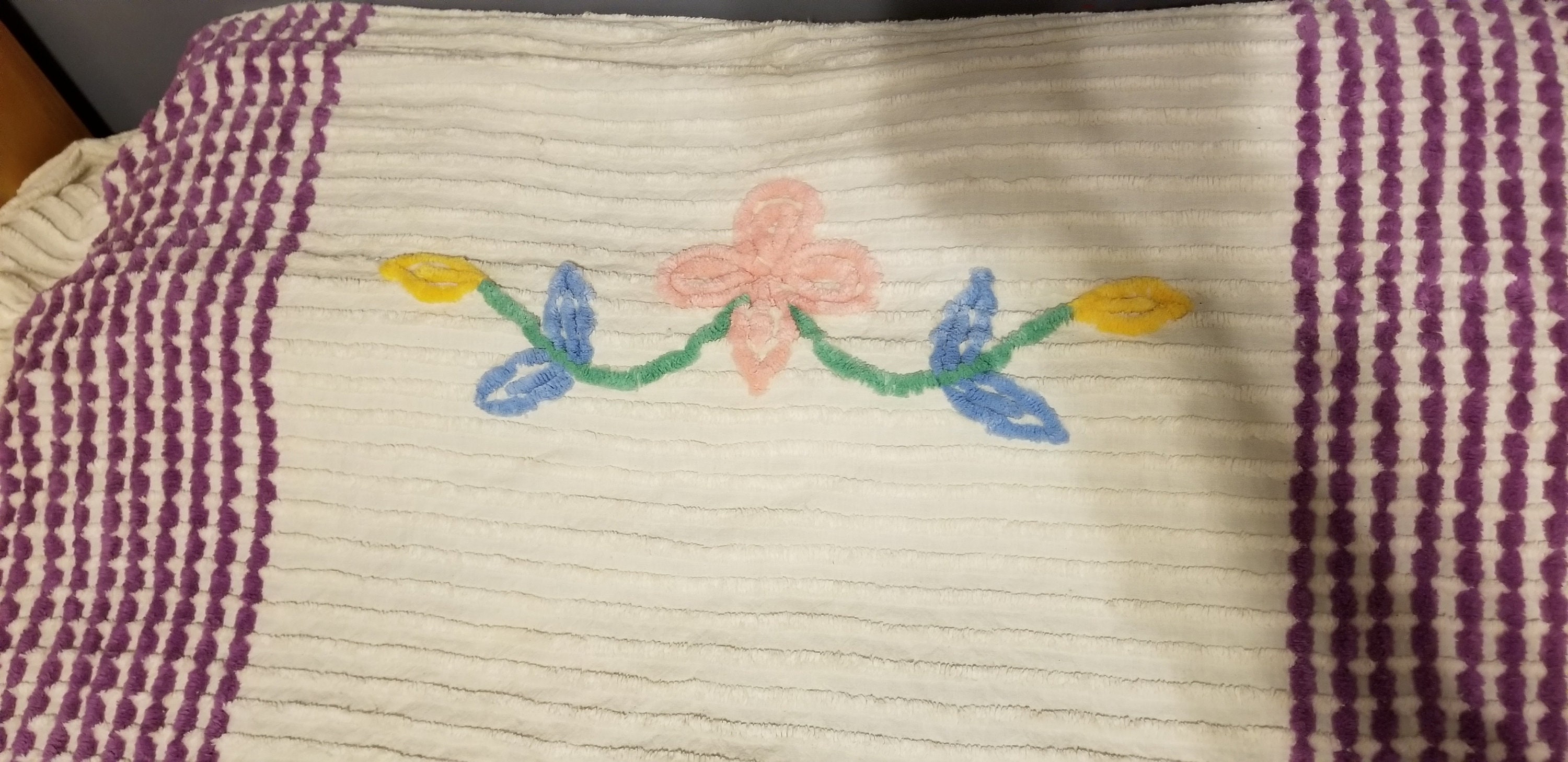 Vintage Multi Colored, Chenille Bedspread. 102 X 90 **SALE 20% OFF ...