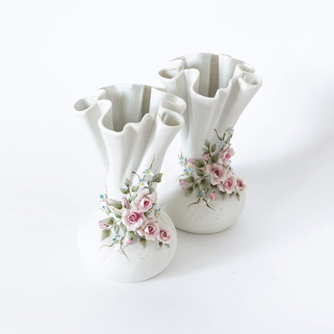 Vintage Lefton Floral Vase | Hand Painted Bisque Porcelain | Model 834 ...