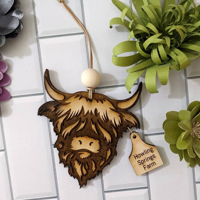 Highland Cow Christmas Ornament Personalize Cow Tag With Name - Etsy