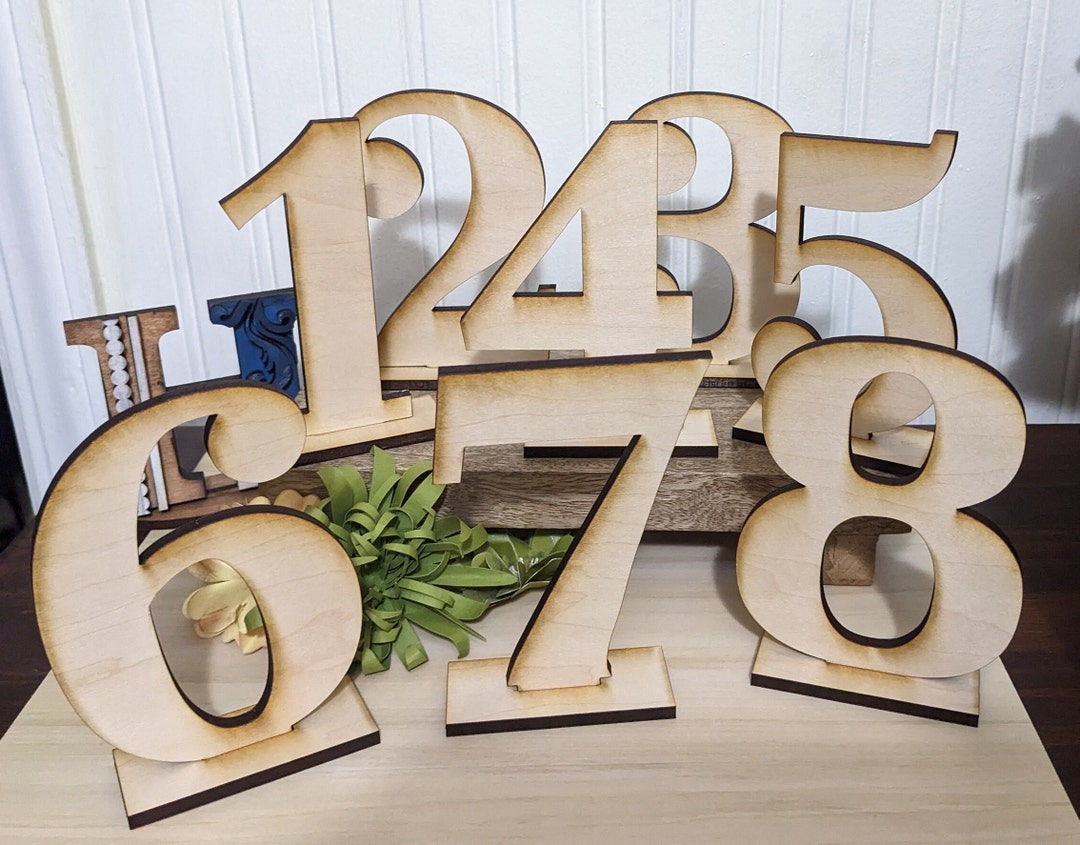Wooden Table Numbers, Freestanding Numbers for Table, Wedding / Party ...