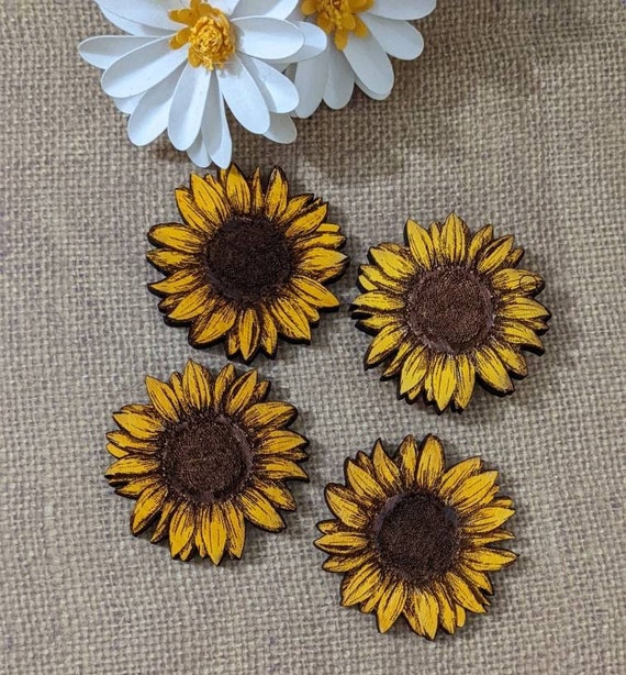 Sunflower Magnet Wooden Magnet Sunflower Set of Magnets - Etsy