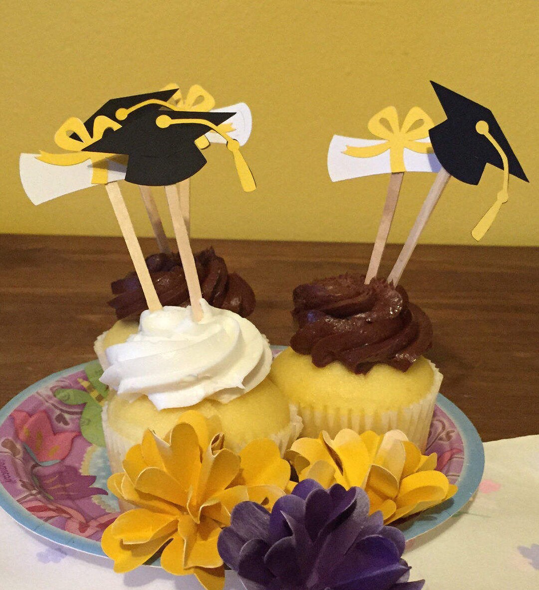 12 Graduation Cupcake Toppers, Graduation Party Decorations, College ...