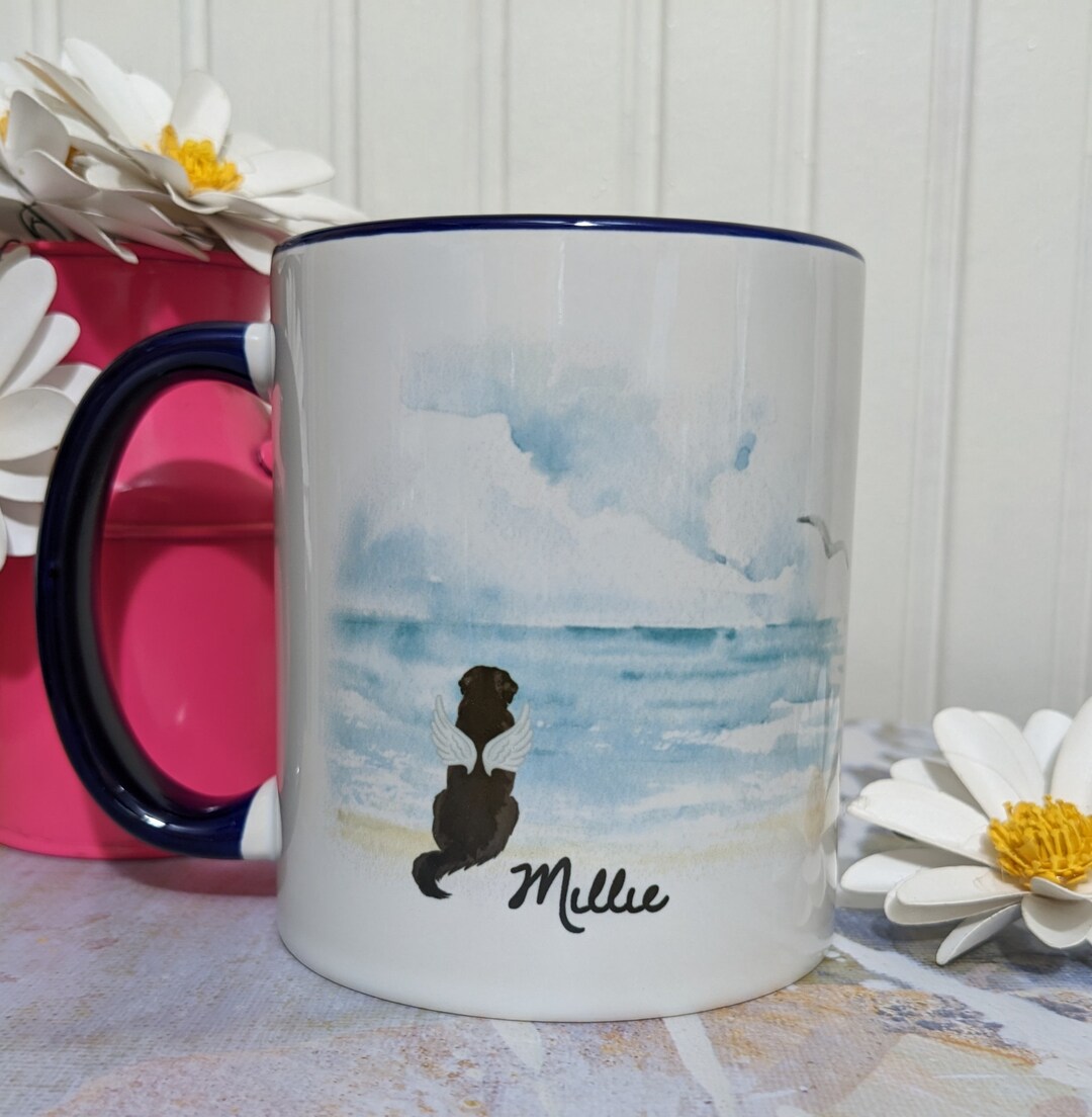 Coffee Mug Dog Memorial, Beach Mug, Personalized Pet Name - Etsy