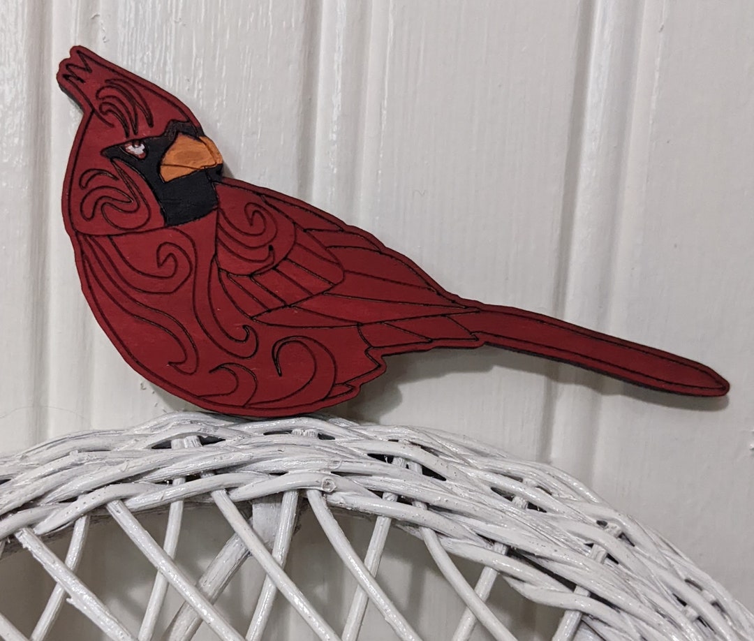Red Wooden Cardinal, Tiered Tray Decor, Rustic Cardinal, Miniature Tray ...
