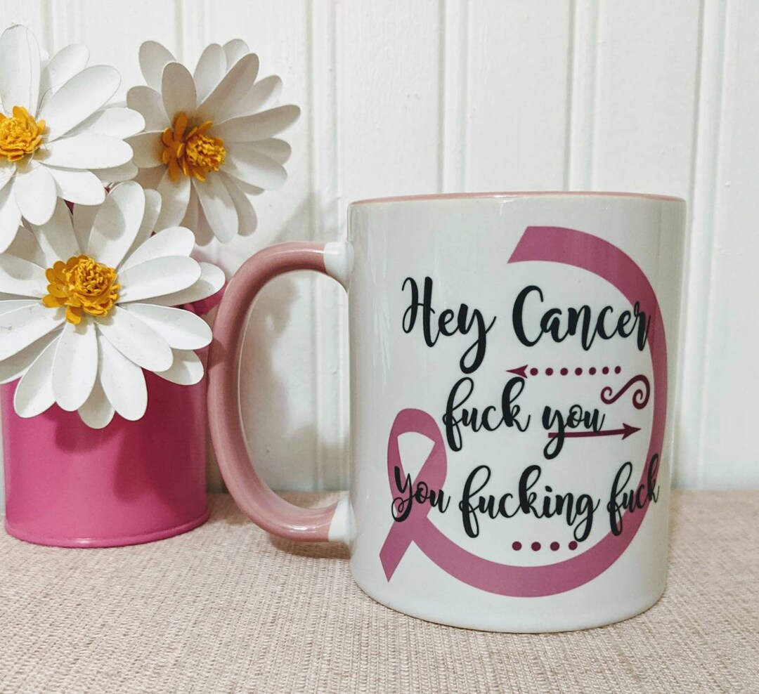 Taza de café Hey Cancer FU, cinta rosa, taza personalizada - Etsy España