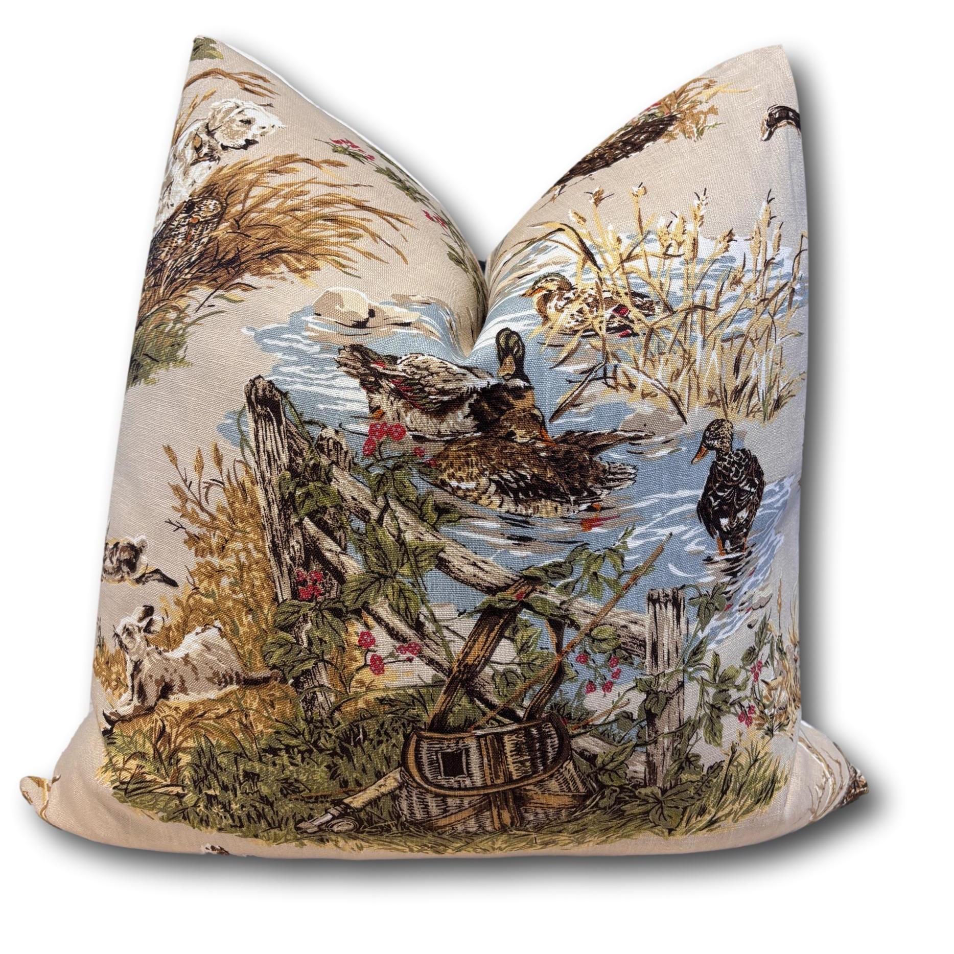 Schumacher Dog and Duck Alabaster Pillow Cover - Labrador Golden ...
