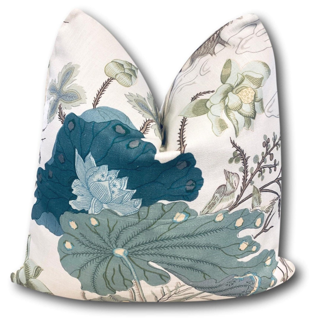 Lee Jofa Luzon Jade Pillow Cover W/ivory Linen Reverse - Blue Green ...