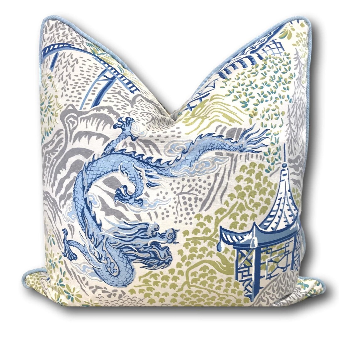 Pagoda Pillow Cover W/ Blue Welt Nanjing Pillow Oxnard Cobalt ...