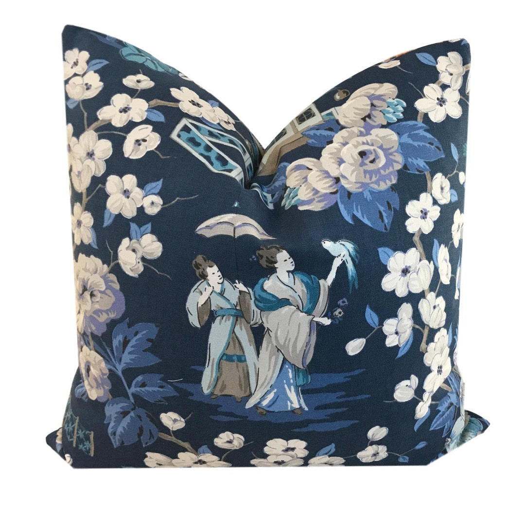 Blue and White Pillow Cover - Blue Toile Pillow Cover - Navy Toile ...