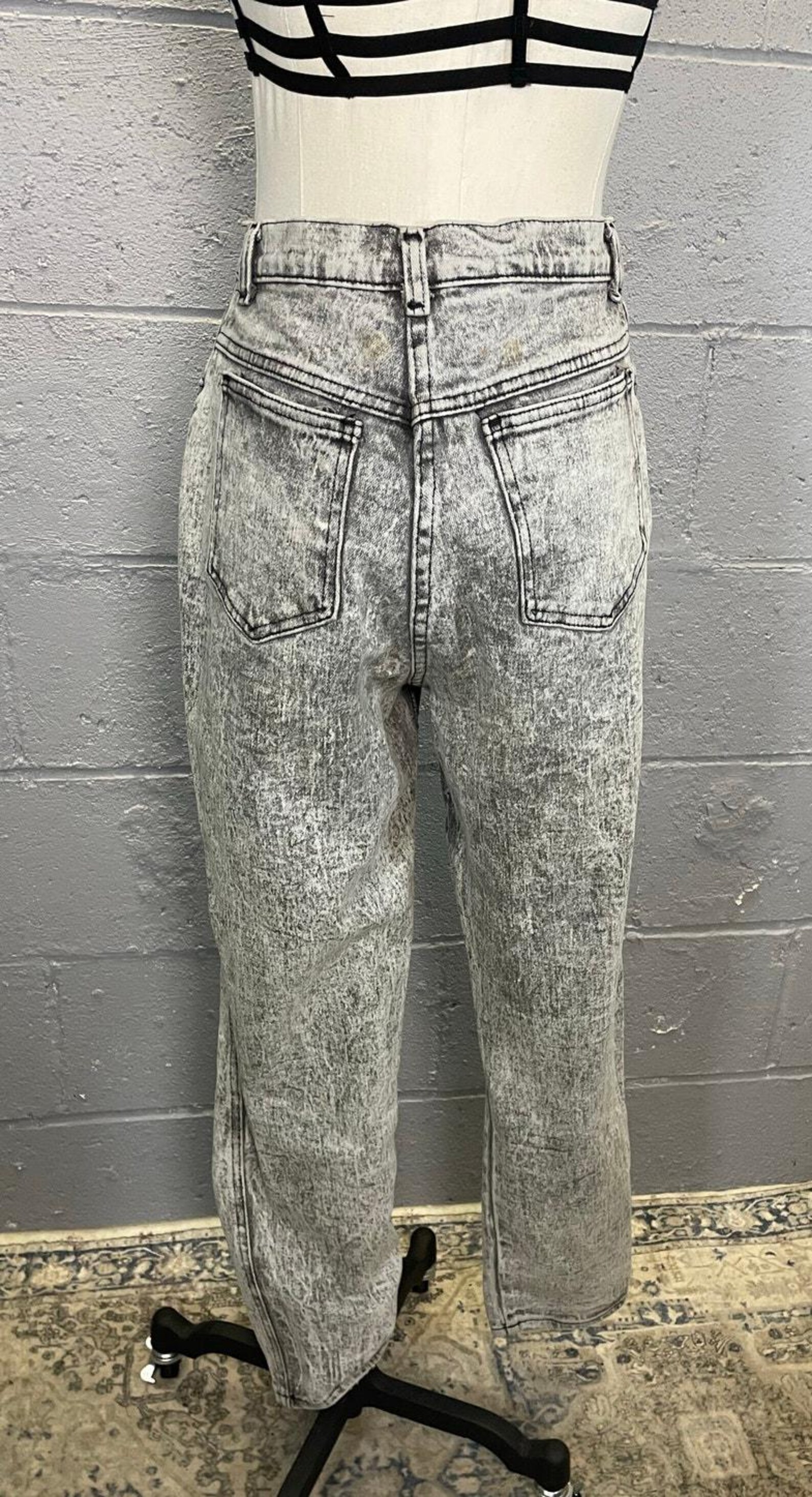 Vintage 1980s Gray Acid Wash Stonewashed Spandex Jeans High Waist - Etsy