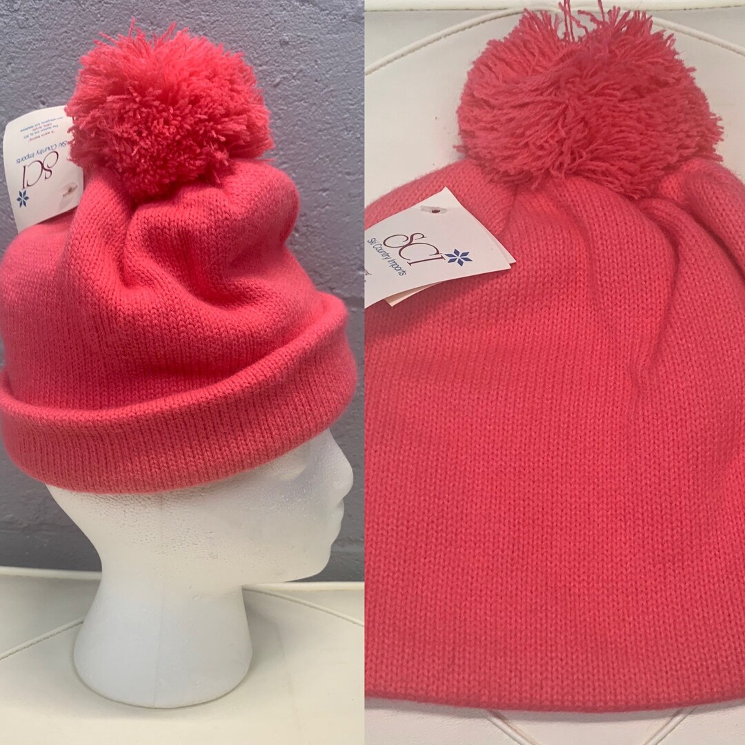 Vintage 1980s Deadstock Pom Pom Ski Hat Pink Reindeer Ski Hat Ski ...