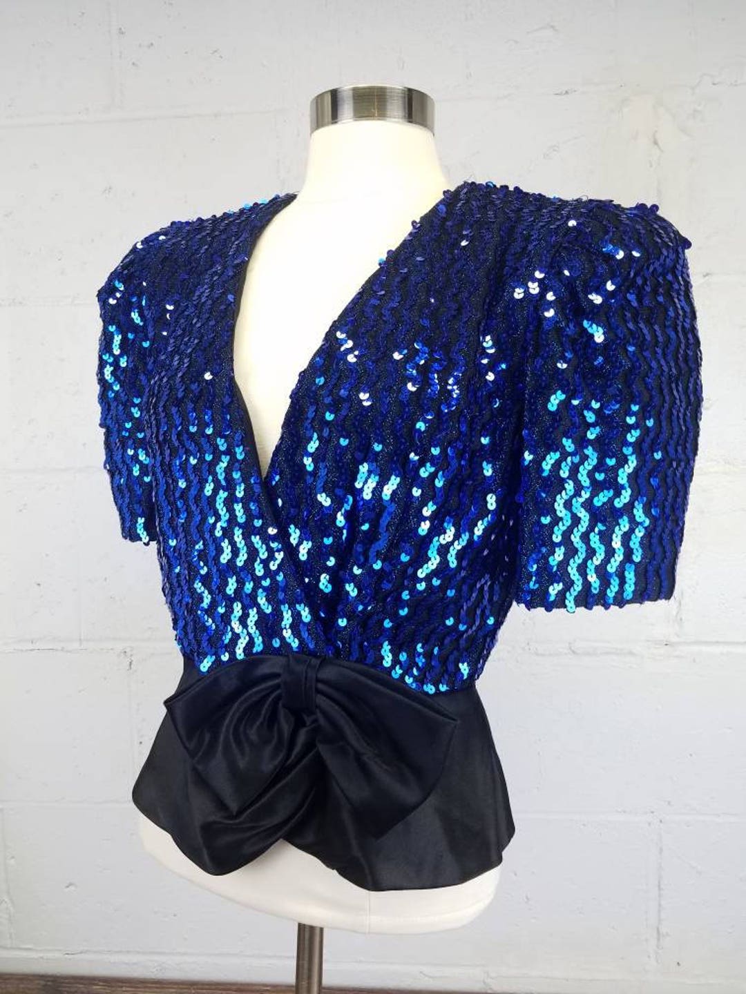 Vintage 1980s Barbara Chodos for Michael Marcella Ltd Blue Sequined ...
