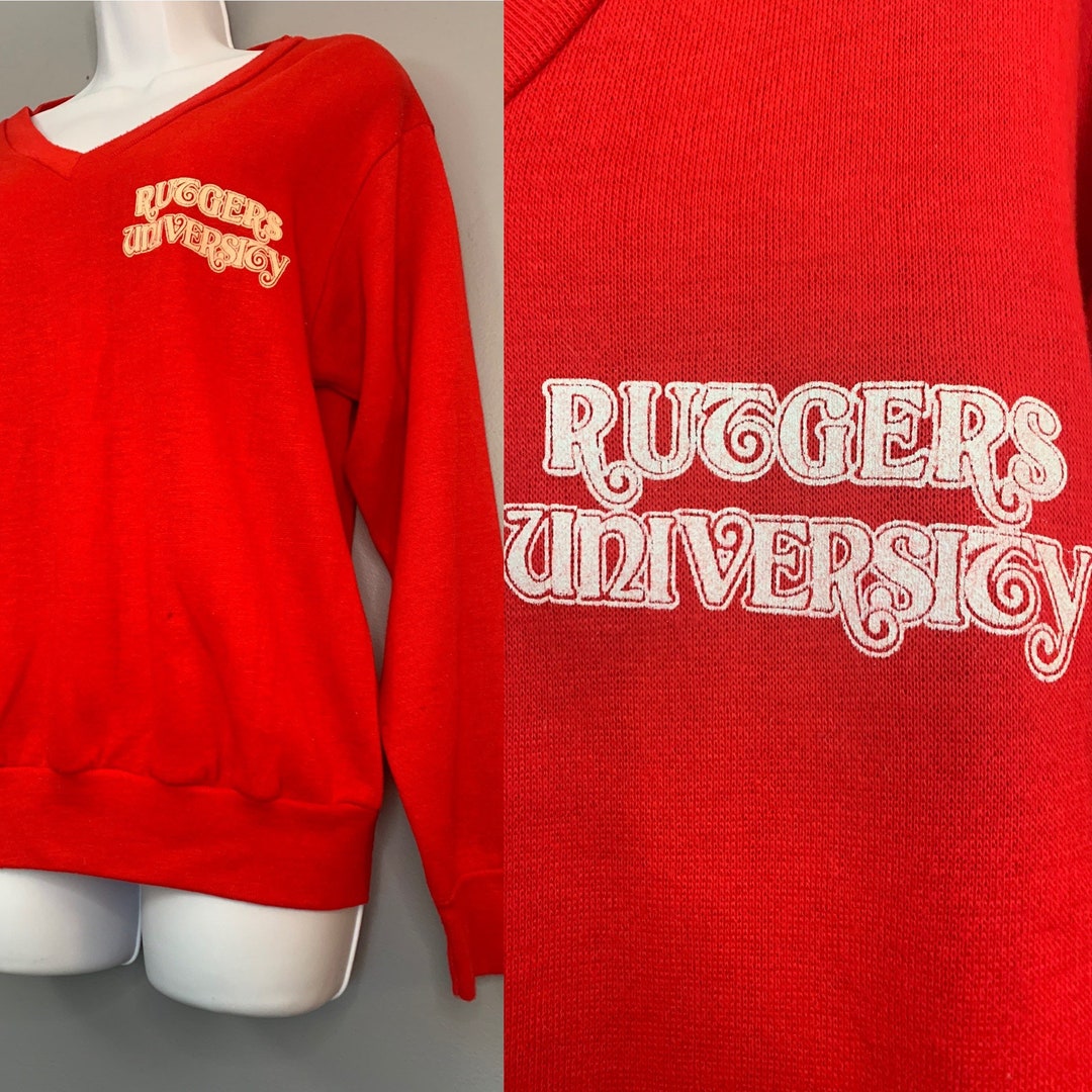 Vintage 1970s Red Rutgers University Pullover V-neck Sweathsirt College ...