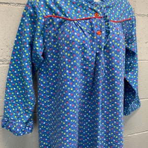 Vintage 80s Calico Cotton Flannel Nightgown 20th Century Wear Inc. Blue ...