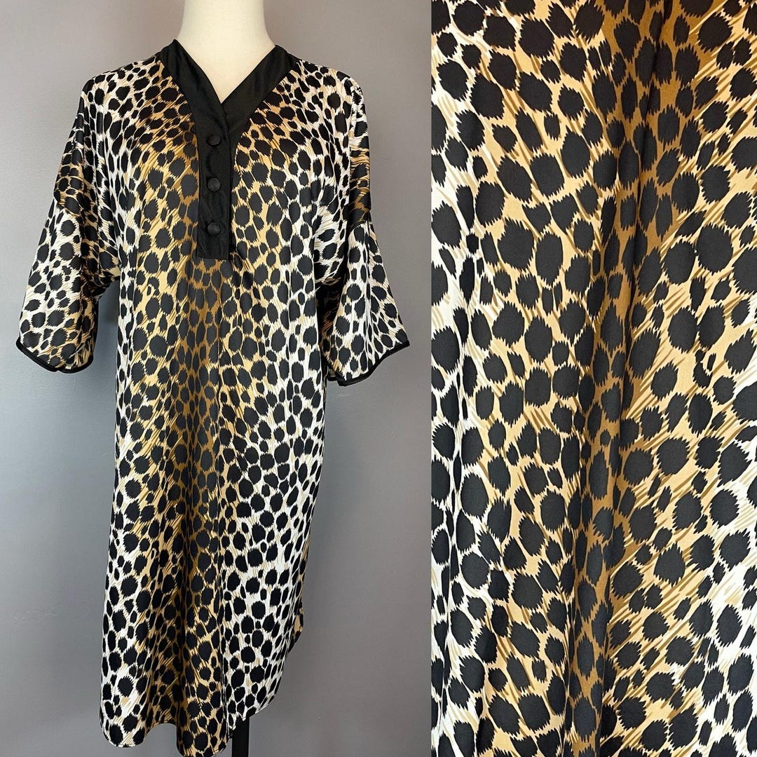 Vintage Cheetah Print Nightgown Sleep Shirt Free Size Muumuu Kaftan - Etsy