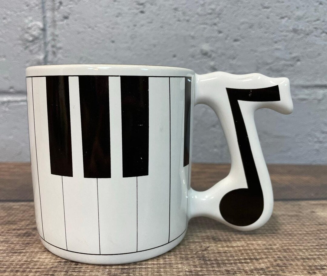 Vintage 1980s Piano Keyboard Coffee Mug Music Note Handle Russ Berrie ...