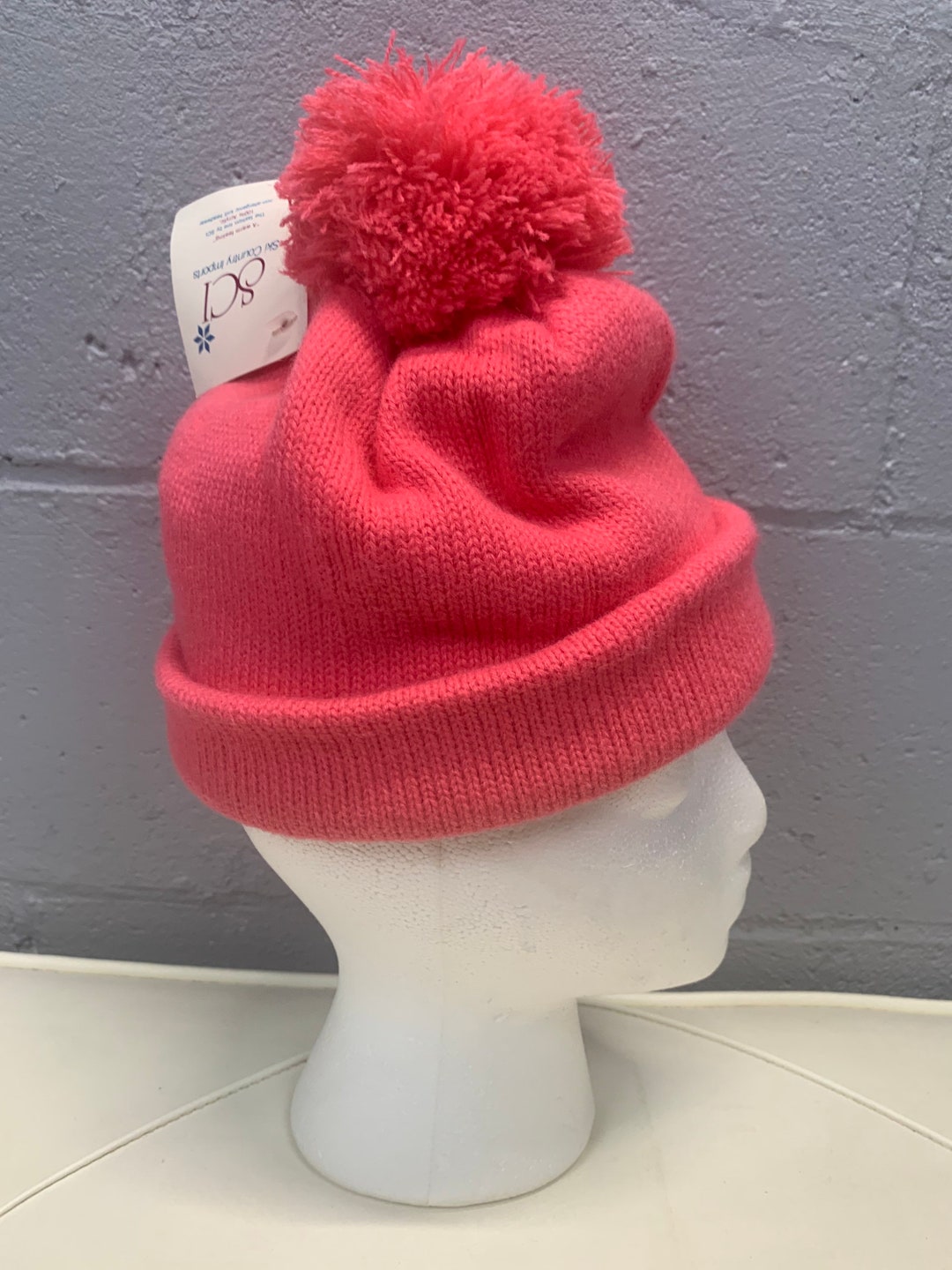 Vintage 1980s Deadstock Pom Pom Ski Hat Pink Reindeer Ski Hat Ski ...