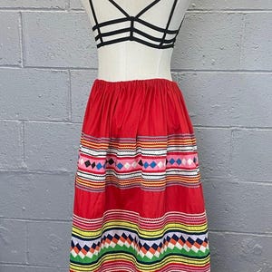 Vintage 1940s 50s Seminole Native American Patchwork Skirt Rick-rack Red Maxi - Etsy