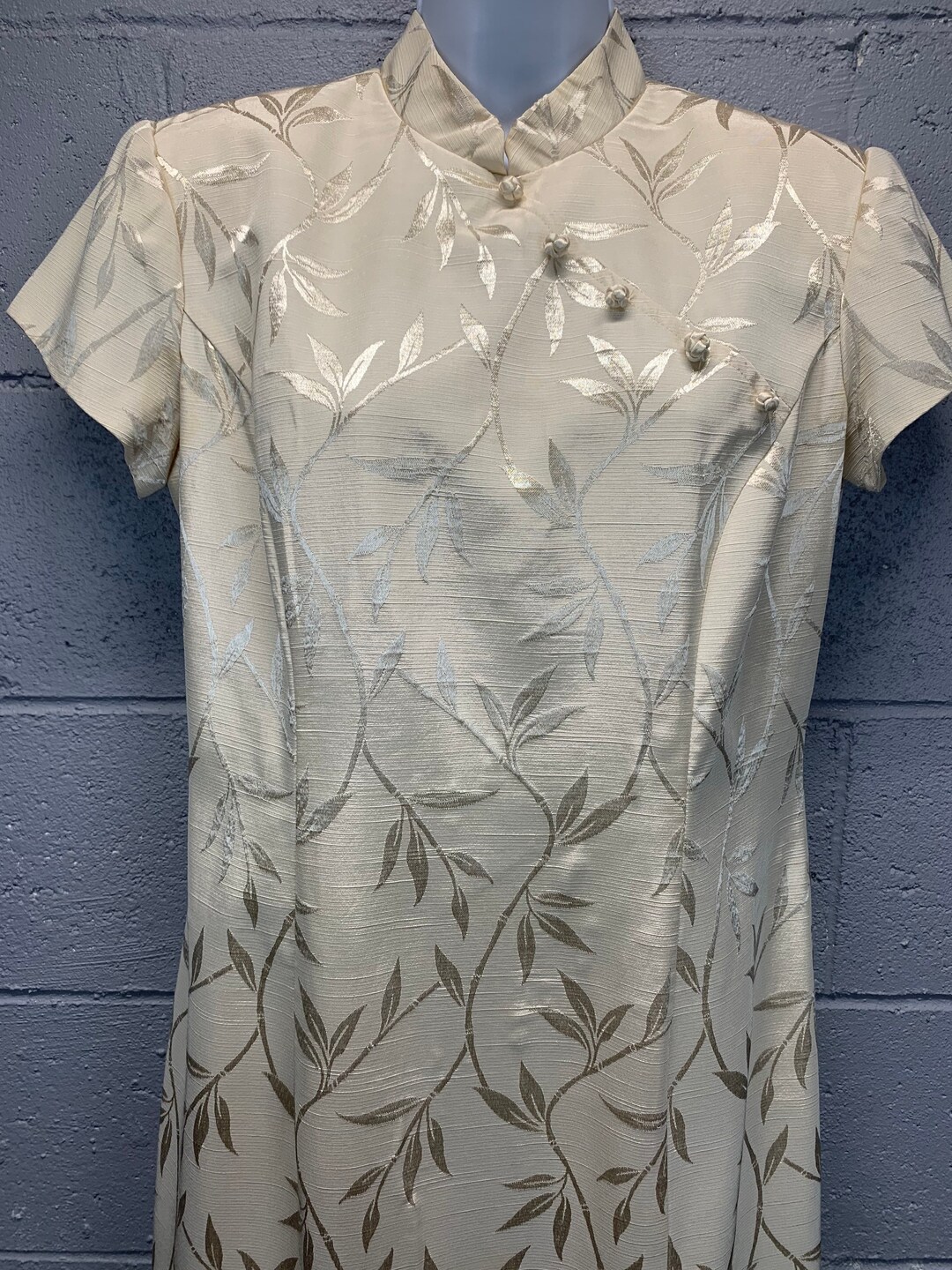 Vintage Cream Brocade Cheongsam Dress From J.R. Nites by Caliente Size ...