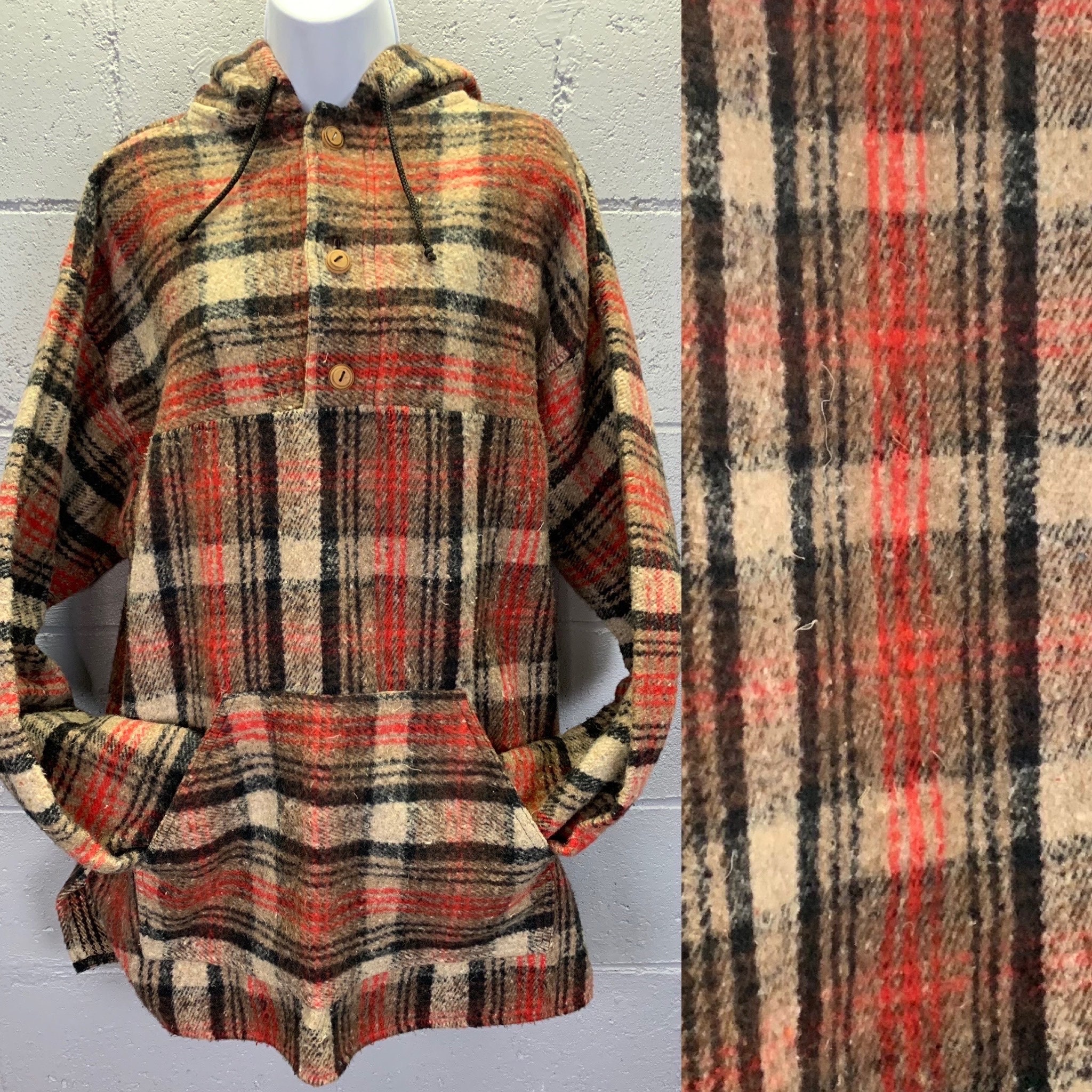 Plaid Baja Hoodie - Etsy Plaid Baja Hoodie - Etsy