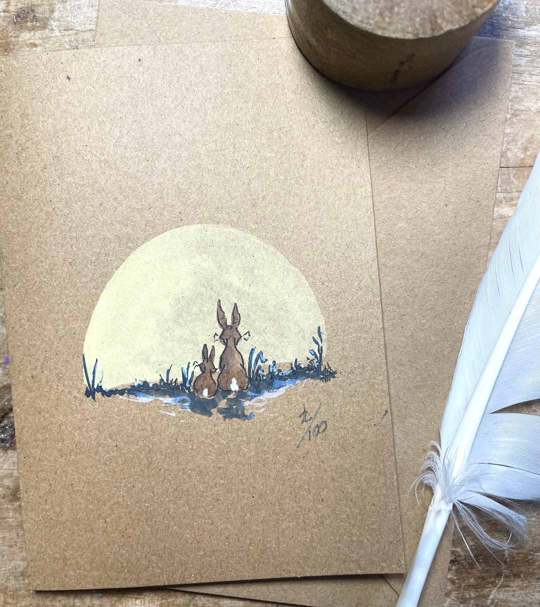 Make a Wish Limited Edition Hand Painted Bunny Rabbit/hare Greetings ...