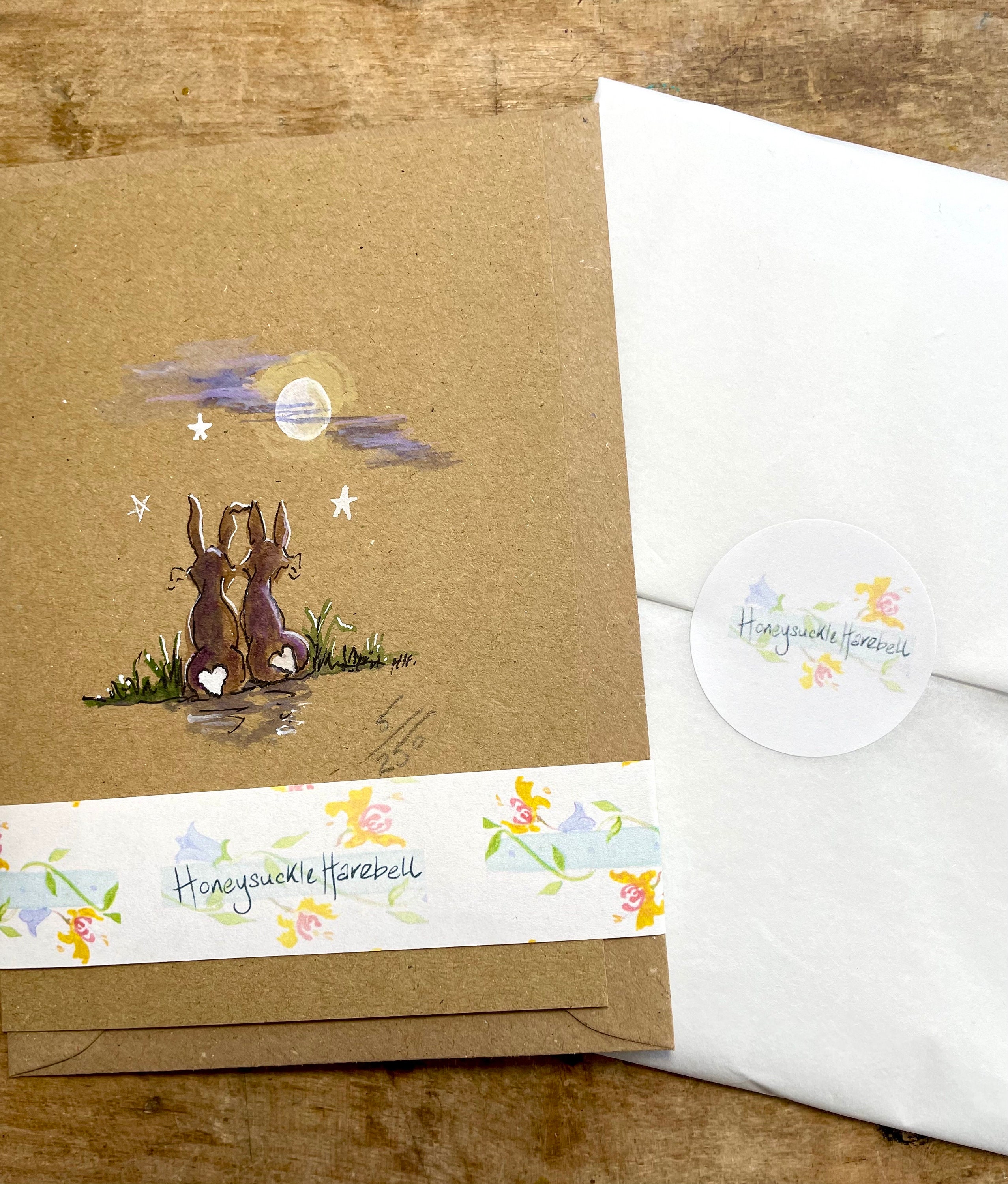 Moonstruck Limited Edition Hand Painted Hare Greetings Card. Hand ...